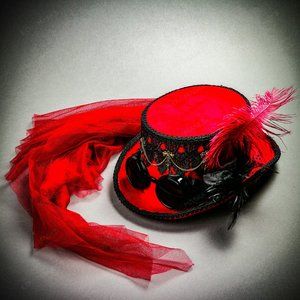 ILOVEMASKS | Accessories | Red Gothic Goggle Women Elegant Party Hat ...